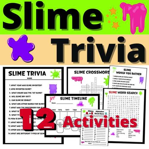 Slime Trivia Activities Worksheets STEM Science No Prep Break Sub Lessons