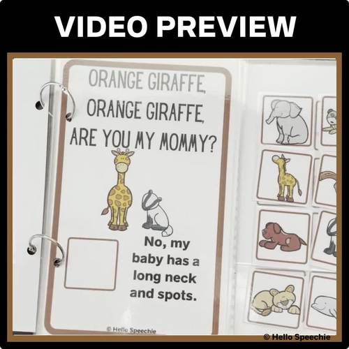 Interactive Velcro Book Animal Offspring Printed by Hello Speechie