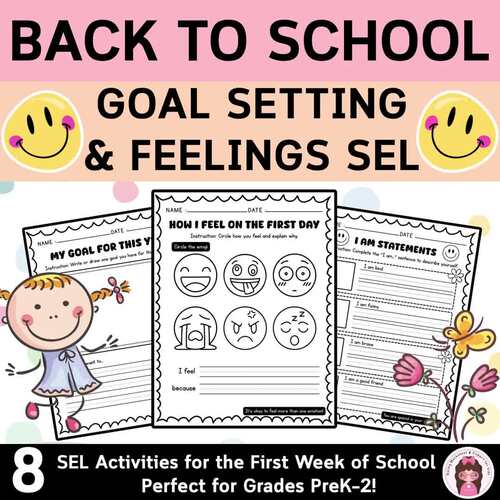 Back to School SEL Activities Goal Setting and Feelings Worksheets