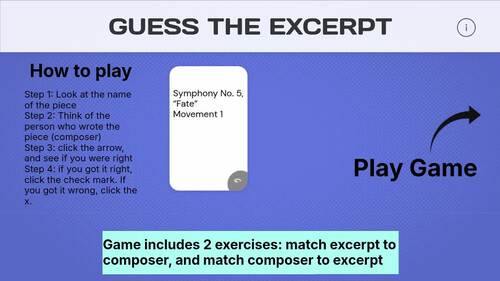 Flip The Card/Guess the Excerpt- Music Memory (2025-2026) 2nd grade- 20 Q's