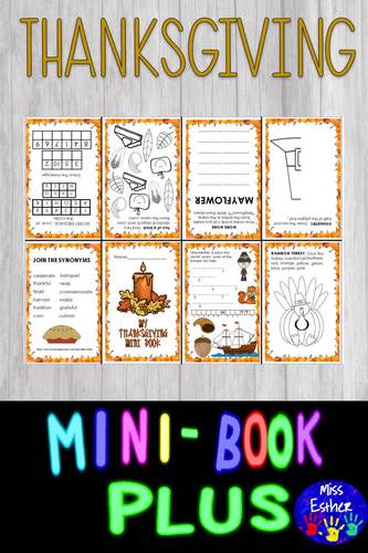 Thanksgiving Mini-Book plus 6 resources w BOOM CARDS by Miss Esther