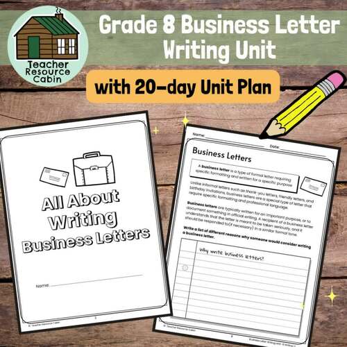 Grade 8 Business Letter Writing Unit (Printable + Google Slides™)