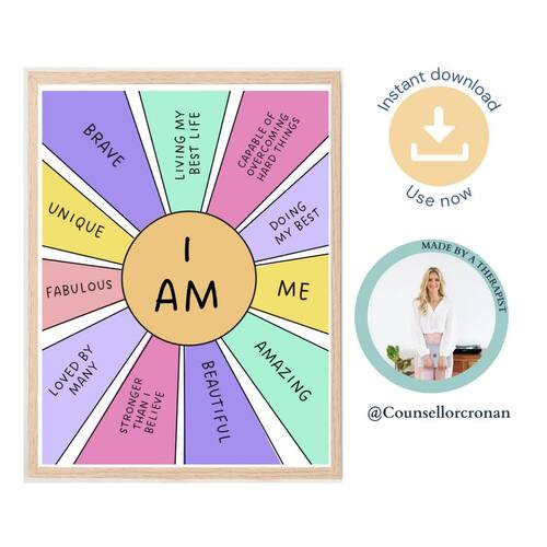 Growth mindset mental health walll art posters, affirmations, healing, SEL