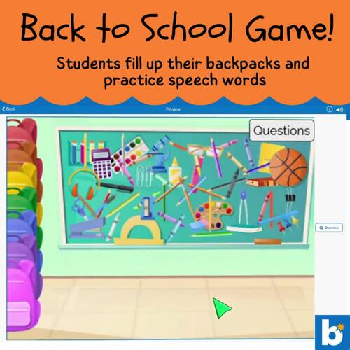 L Articulation Fill the Backpack Back to School Speech Boom Cards Game