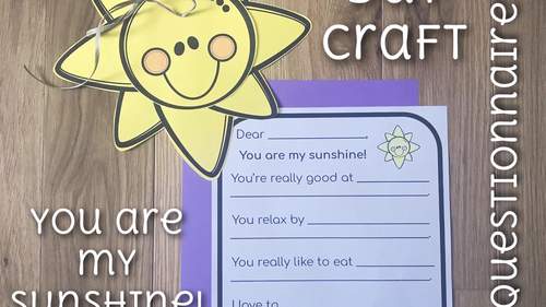 Mother's Day Craft and Questionnaire Activity: You are my sunshine!