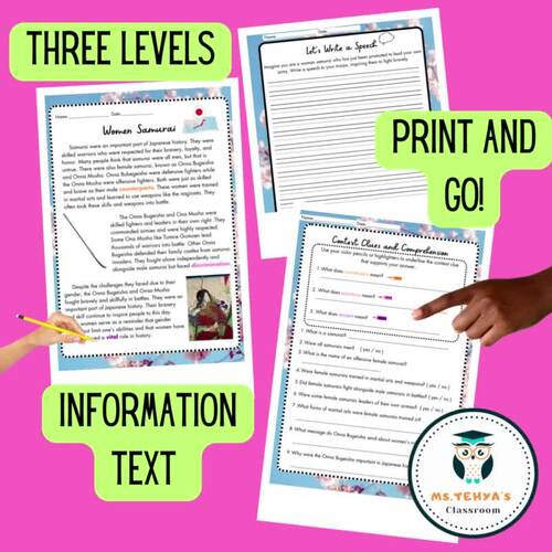 Reading Comprehension | Writing Activities | Samurai Women | TPT