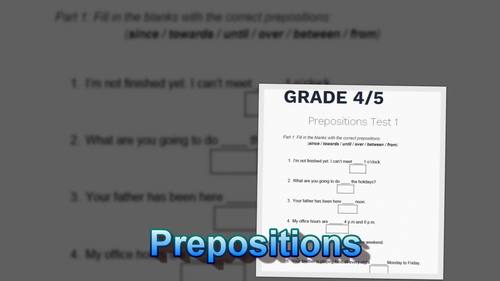 Prepositions and Grammar Worksheets Various Activities for 4th and 5th ...