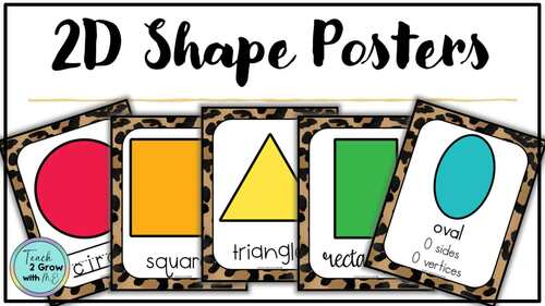 2D and 3D Shape Posters Anchor Charts Zoo Animal Leopard Print ...