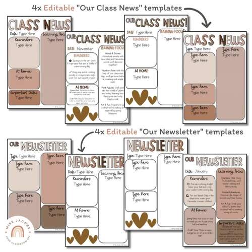 Classroom Newsletter Templates | Editable | Ombre Neutral Classroom Theme