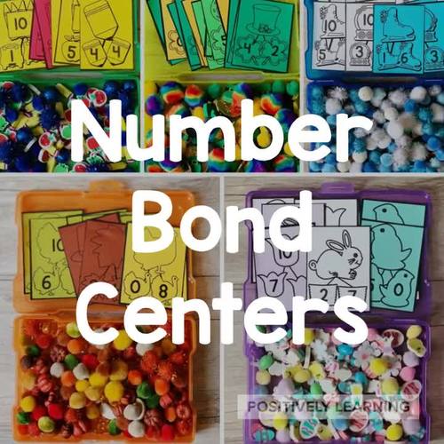 Number Bond Centers Activities Task Cards | All Year Math Bundle