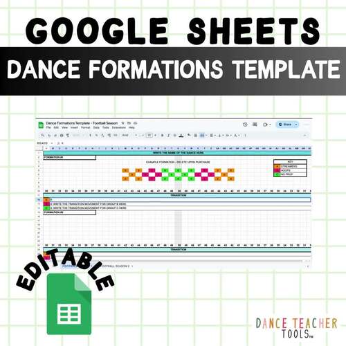 Dance Formation Template – Football Season | Editable Google Sheet