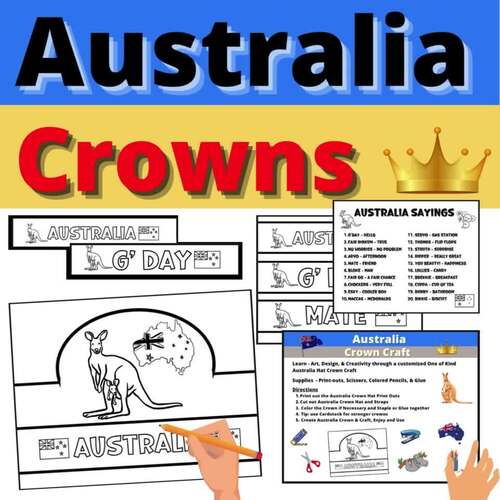 Australia Hat Crown Craft Kangaroo Flag Day Coloring Activity Resource