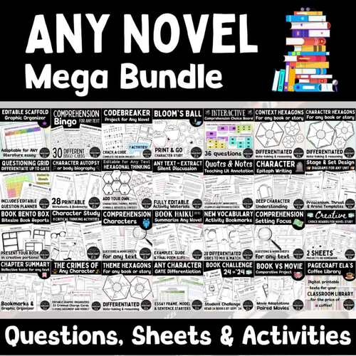 MEGA BUNDLE for Any Novel | Activities and Tasks | Any Literary or ...