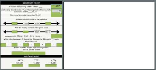 NO PREP - Spiral Math Review for 3rd or 4th grade - Black Bear Silhouette