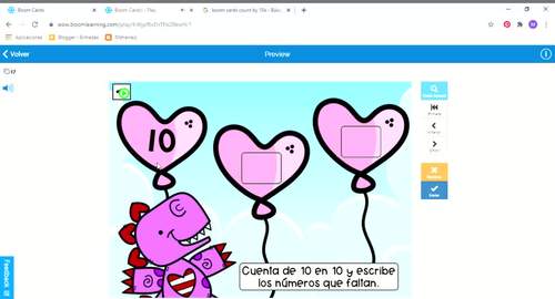 BOOM CARDS San Valentín: Contar 10 en 10 hasta 100 | Valentine's Day