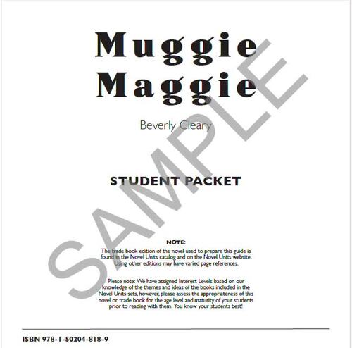 Muggie Maggie Novel Units® Student Packet Novel Study | TPT