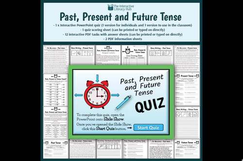 Past, Present and Future Tense - Verb Tense Worksheets and PowerPoint Quiz