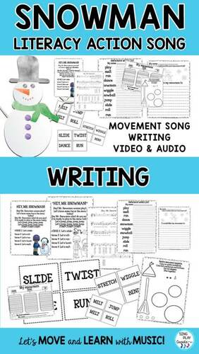 Snowman Literacy Activities and Movement Song: "Hey Mr. Snowman" ELA ...