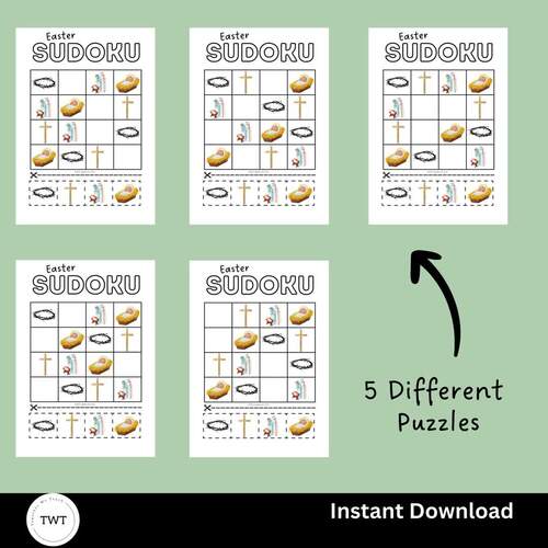 Easter Sudoku Activity, Cut and Paste Pictures, Religious Images