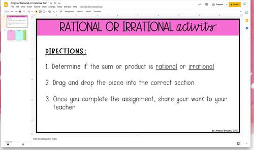 Rational or Irrational Sum & Product Drag and Drop & Printable Activity ...