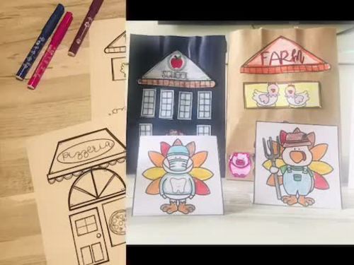 Community helpers | Thanksgiving Writing Activity | Build a Turkey Craft