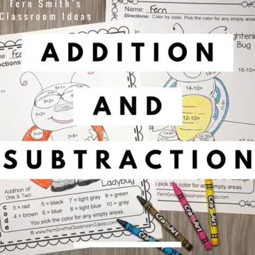 Spring Color By Number Addition and Subtraction Bundle | TpT