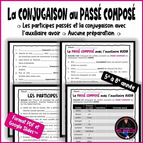 Les verbes au passé composé I Cahier d'activités I French Verbs Workbook