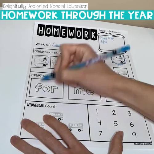 Homework Through the Year for Early Childhood and Special Ed | TPT