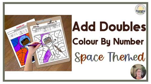 Space Theme Add Doubles Color-by-Number for Differentiated Math Stations