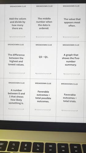 Statistics & Probability Vocabulary Activity | 7th Grade Math Literacy Game