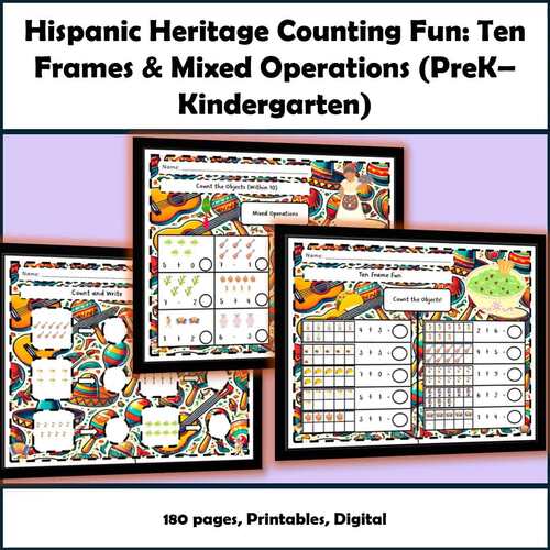 Hispanic Heritage Counting Fun: Ten Frames & Mixed Operations (PreK–K)
