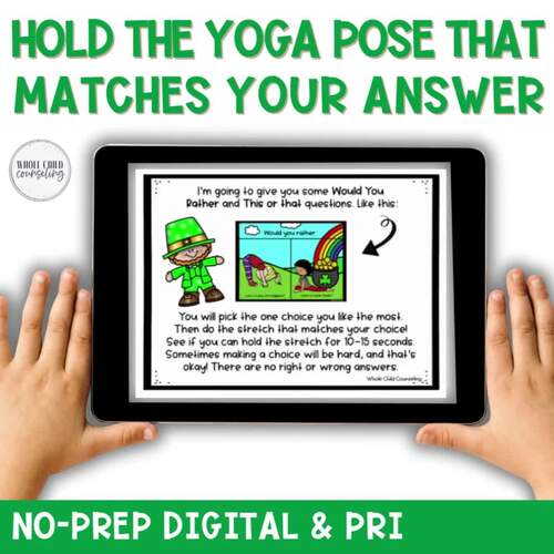 St. Patrick's Day Would You Rather Yoga Pose Cards Posters and March ...