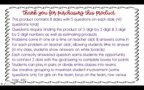 2/3 Digit times 2 Digit - Dots & Boxes by Enjoying the Journey | TPT
