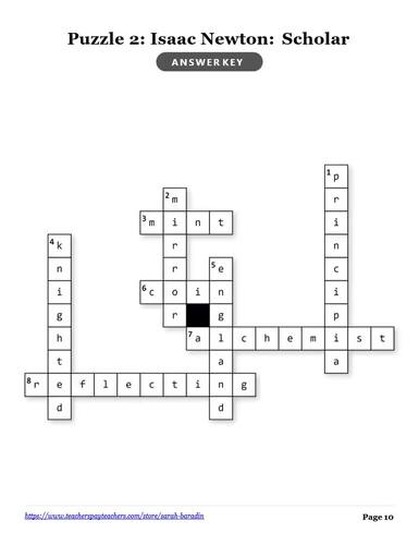 Isaac Newton & Galileo Galilei Physics, STEM Crossword Puzzle With Word ...