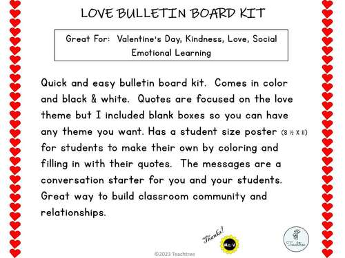 Love Bulletin Board Kit/ Valentine's Day / Kindness / Social Emotional ...