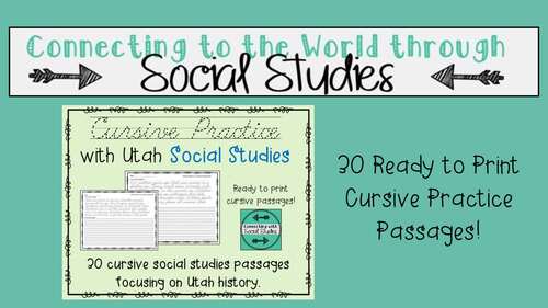 Utah Social Studies Cursive Practice by Connecting with Social Studies