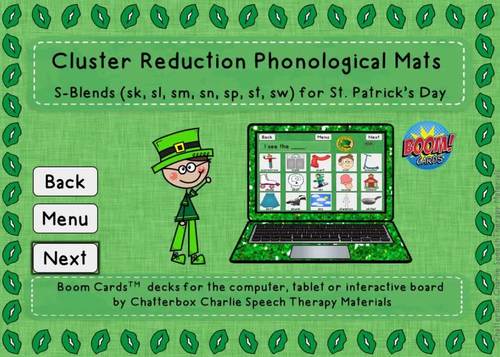 Cluster Reduction Articulation Phonological Mats St. Patrick's Day Boom ...