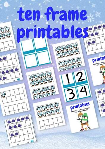 Interactive Penguin and Polar Bear Ten Frame Printables: Educational ...