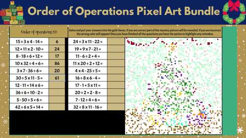 Order of Operations Christmas Math Pixel Art Mystery Picture BUNDLE