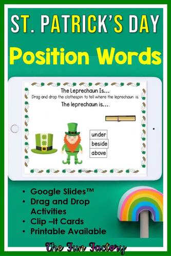 Positional Words Activities for Digital Google Slides™ St. Patrick's Day