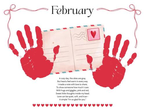 2026 Handprint Calendar Poem, Monthly Memory Book Parent Gift Preschool ...