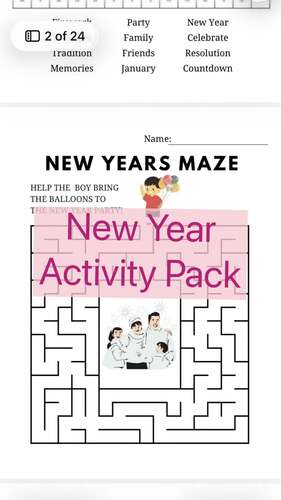 Printable New Year Activities and Coloring Pages | New Years Placemats