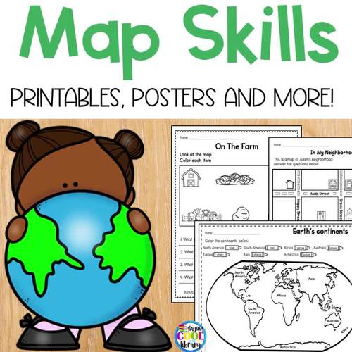Map Skills Worksheets: Kindergarten, First Grade, Geography, Cardinal ...