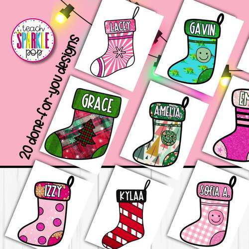 Holiday Stockings Printable & Editable Canva Template by Teach Sparkle Pop