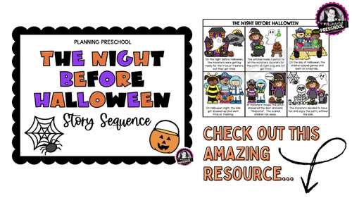 THE NIGHT BEFORE HALLOWEEN Story Sequence Activities | Sequencing Cards