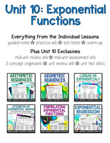 Unit 10: Exponential Functions - Texas Algebra 1 Curriculum | TpT