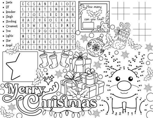 Christmas Activity Placemats | Printable PDF | Kids Holiday Games | I ...