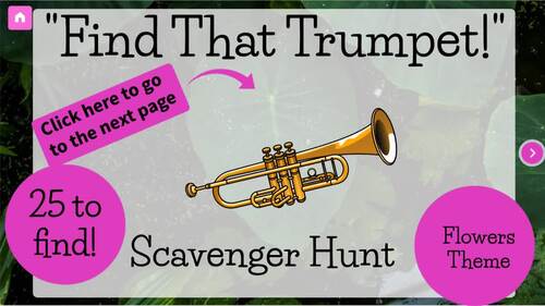 Trumpet Digital Scavenger Hunt- Flower Themed- Online Music Game