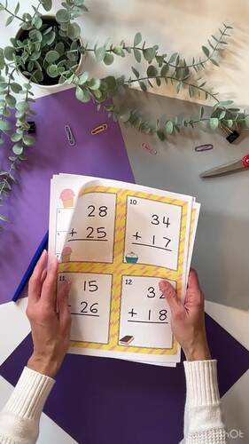 2 Digit Addition Scoot With Regrouping, 2 NBT.5, 2 NBT.6, 2OA.1,