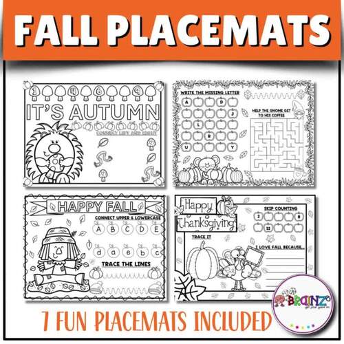 Thanksgiving Activity Placemats | 7 Printable Coloring, Puzzles & Game ...